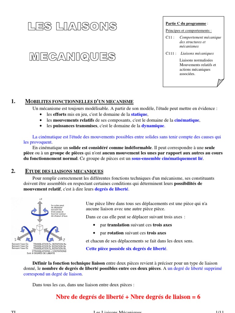 Liaisons Mecaniques | PDF