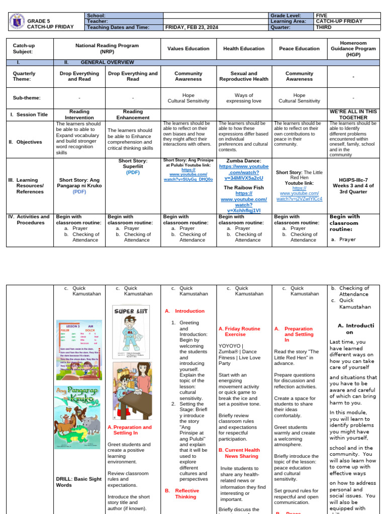 Revised-Week 3 Dll-Catch-Up-Friday-Grade-5 | PDF | Learning | Love