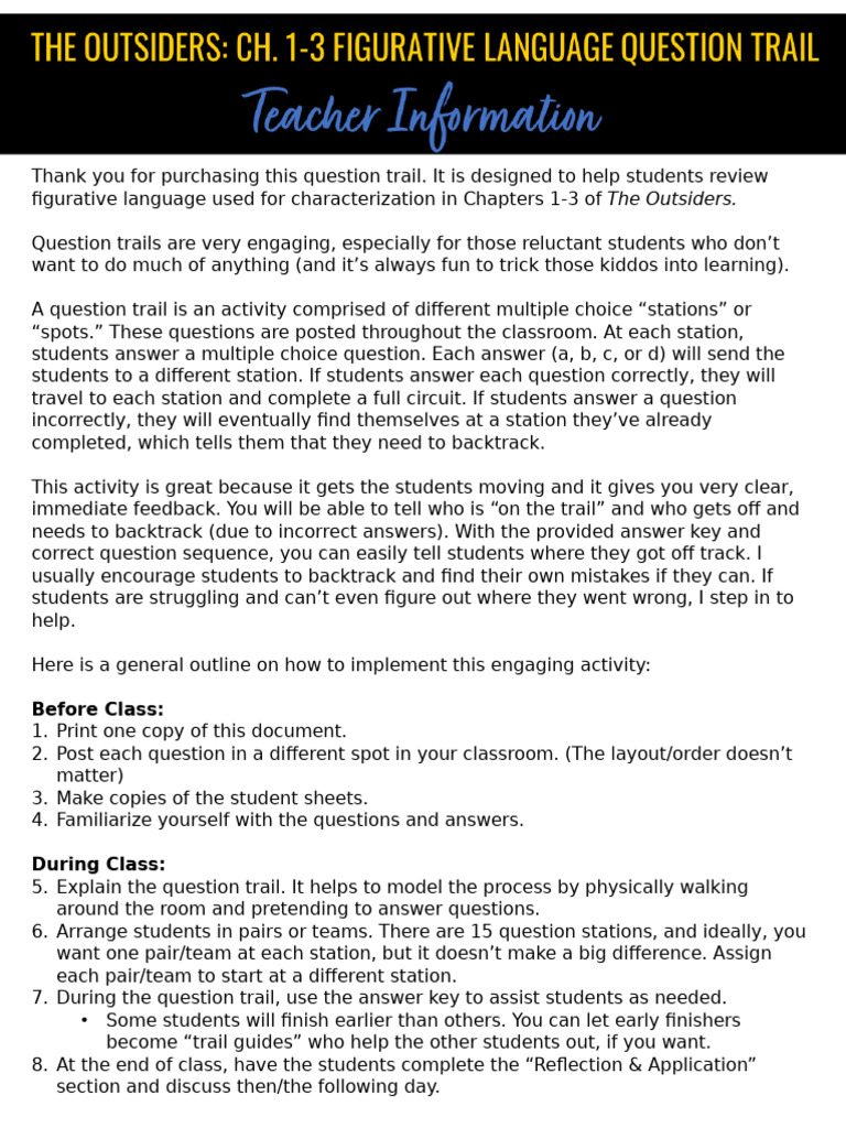 Figurative Language Review for The Outsiders | PDF | Multiple Choice