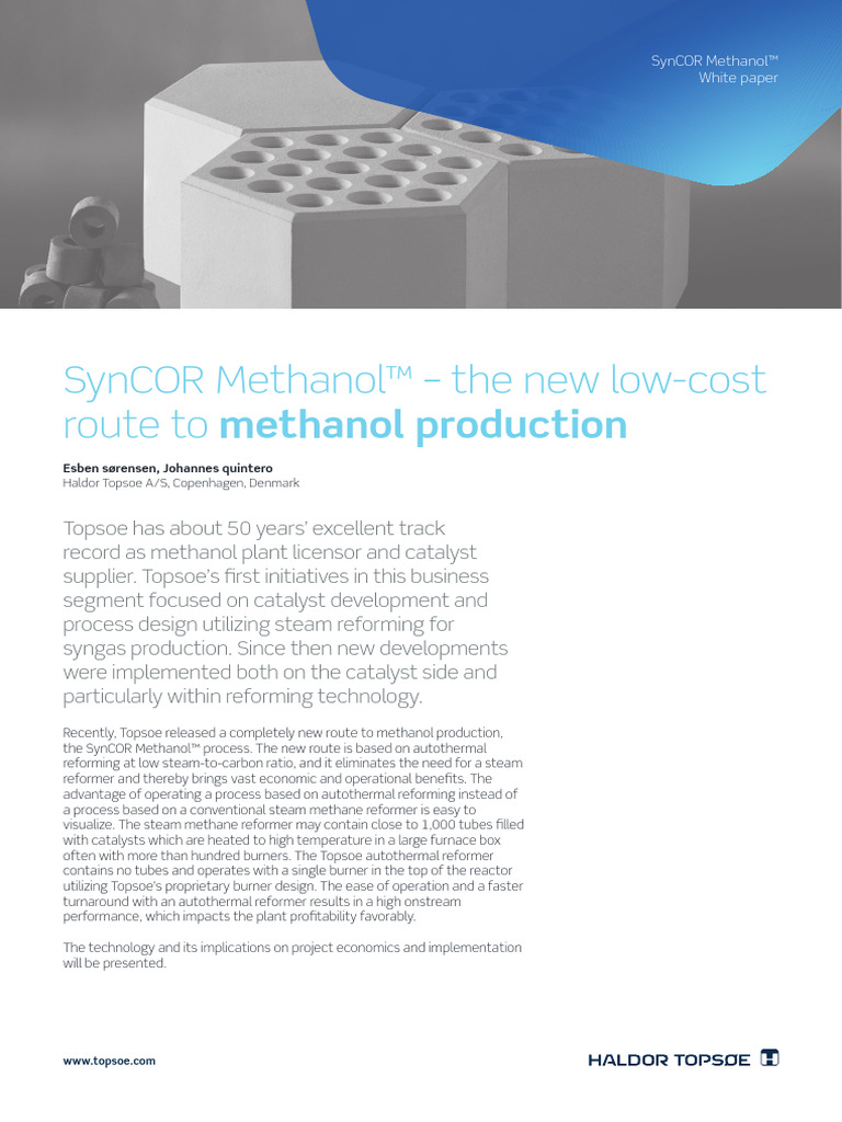 White Paper SynCOR Methanol™ - The New Low-Cost Route To Methanol ...