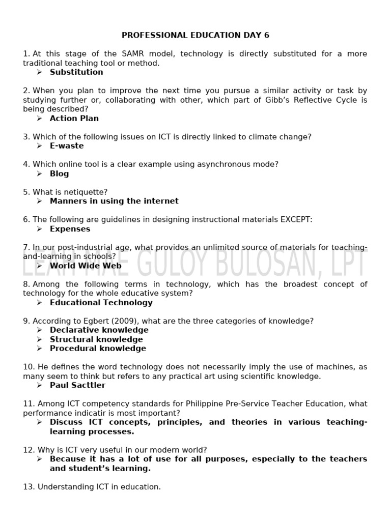 Professional Education Day 6 | PDF | Educational Technology | Massive ...