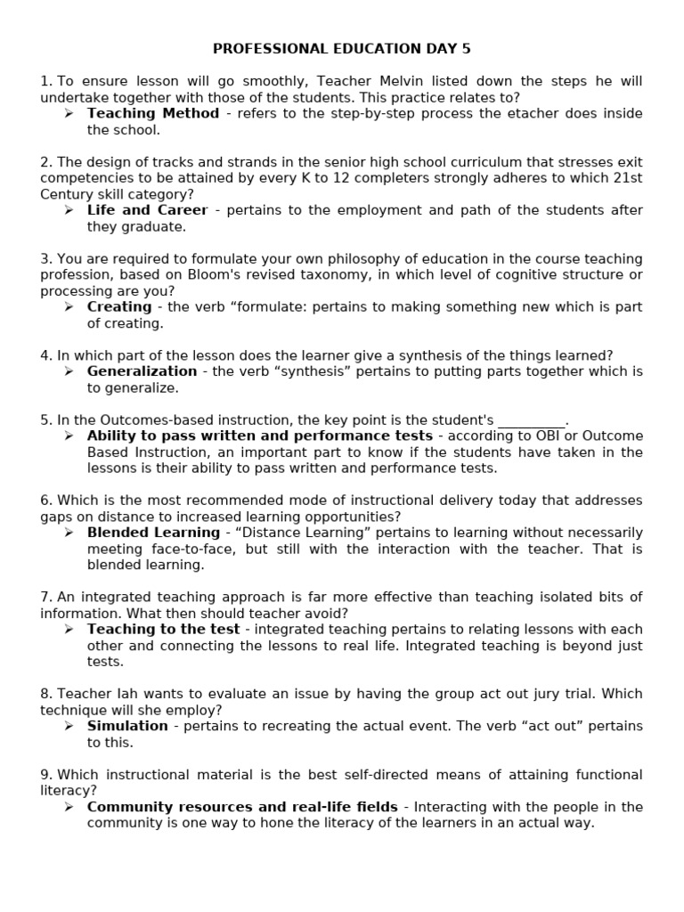 Professional Education Day 5 - Copy | PDF | Classroom Management | Teachers