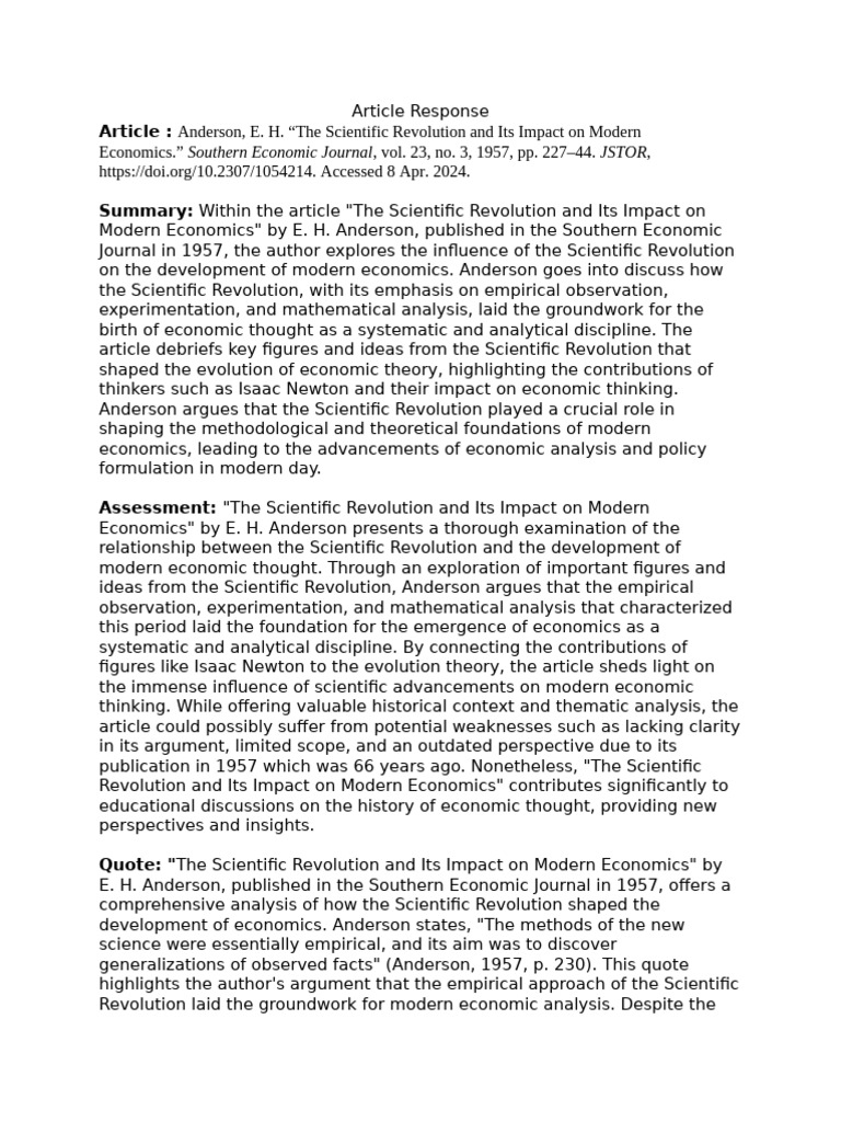 Article Response | PDF | Science | Scientific Revolution