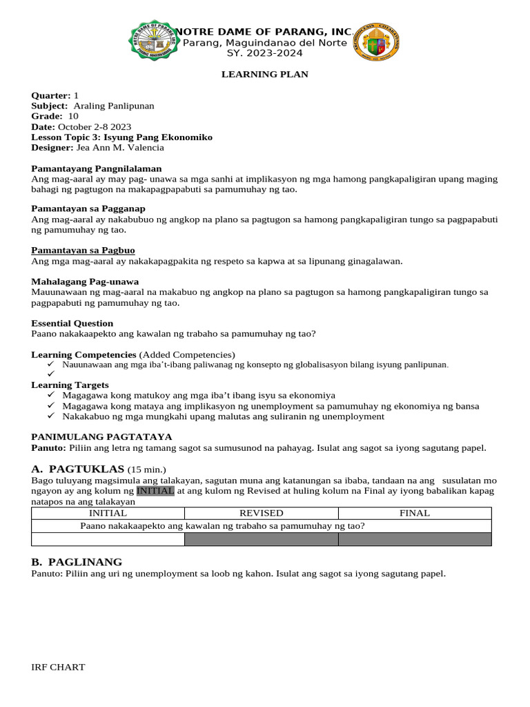 1st AP LESSON 3 ( Isyung Pang ekonomiko) (2) | PDF