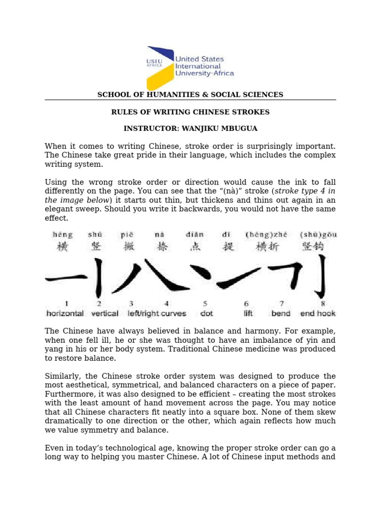 Chinese Stroke Order Writing Rules | PDF | Yin And Yang | Chinese ...