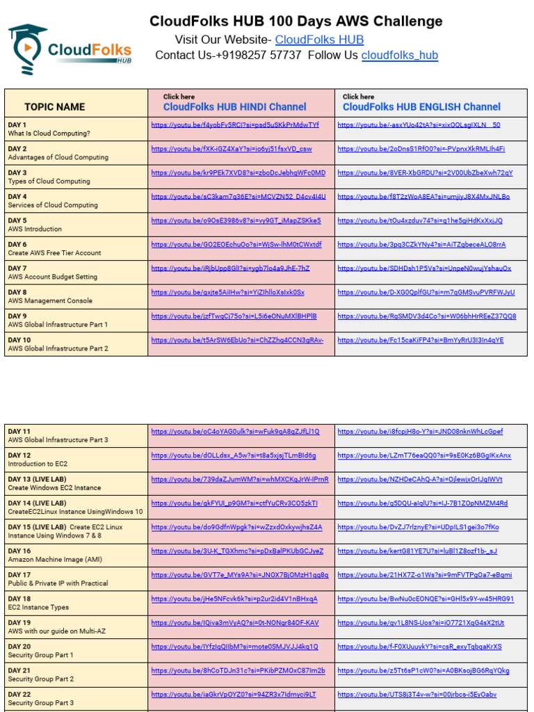 100 Days AWS Challenge Overview | PDF | Computing Platforms | Cyberspace