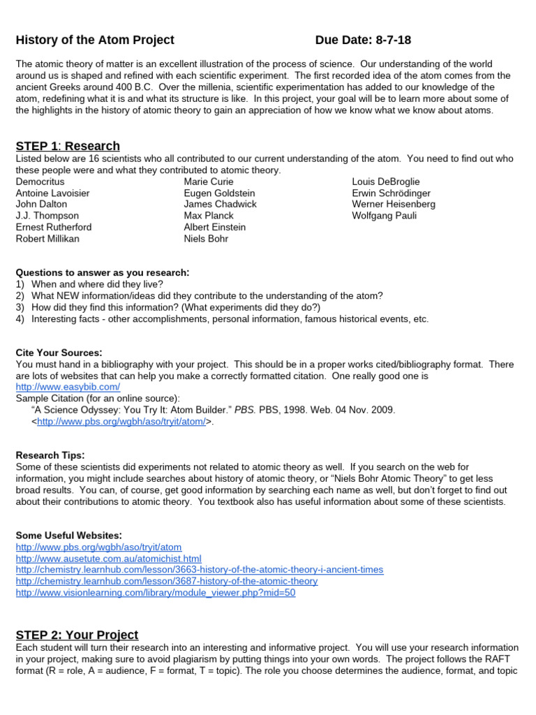 Atomic Theory Project Overview | PDF | Atoms | Science