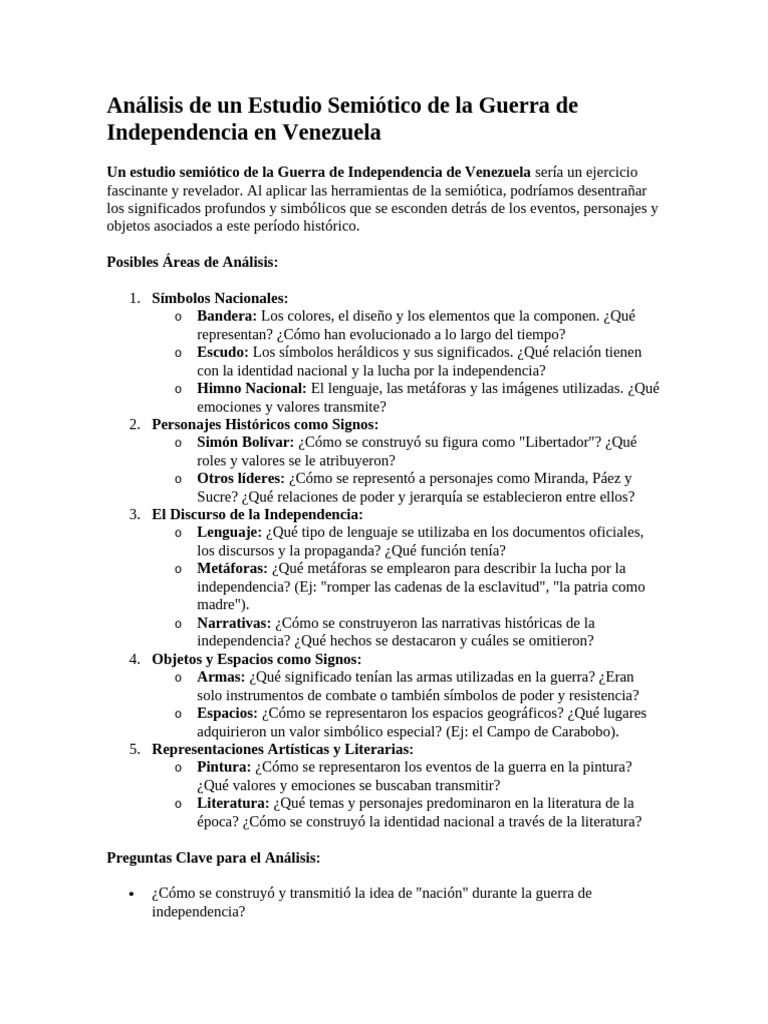 Análisis de Un Estudio Semiótico de La Guerra de Independencia en ...