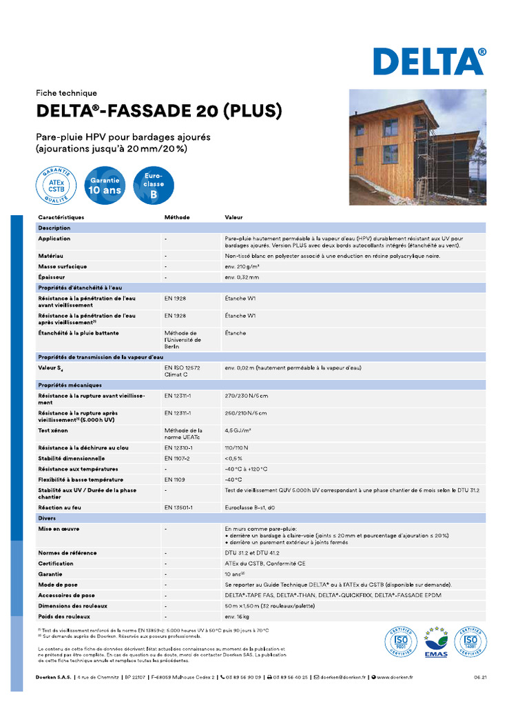 Fiche Technique Delta Fassade 20 Plus | PDF