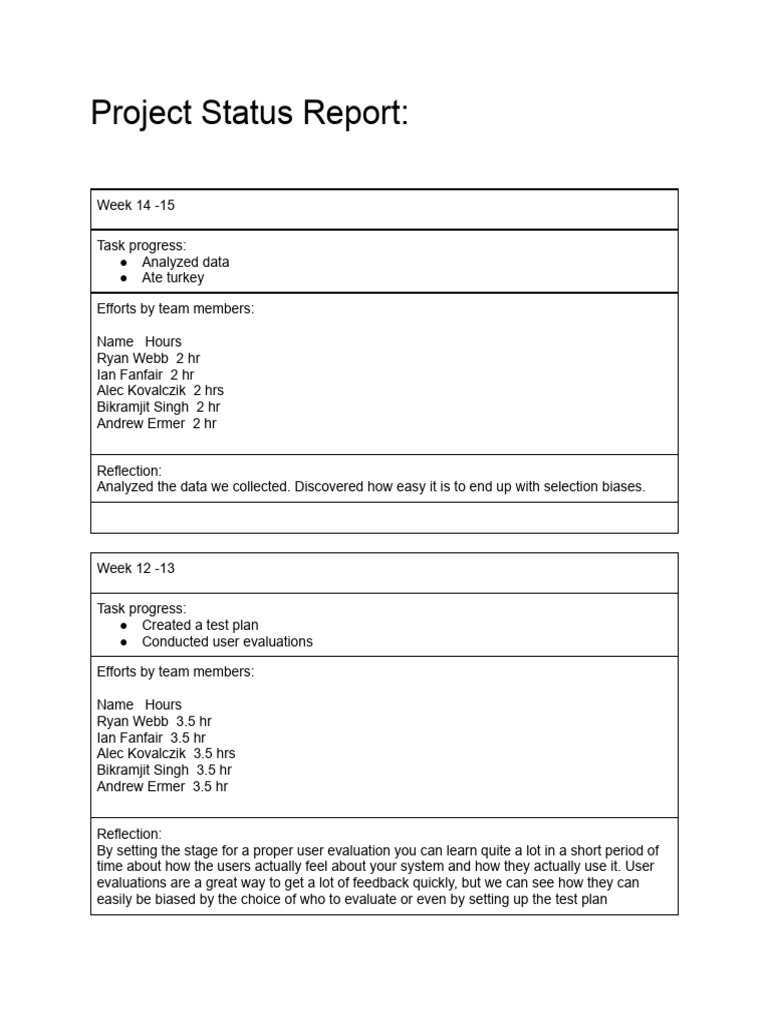Tama Tasks Project Status Report (2) | PDF | Usability | Human Communication