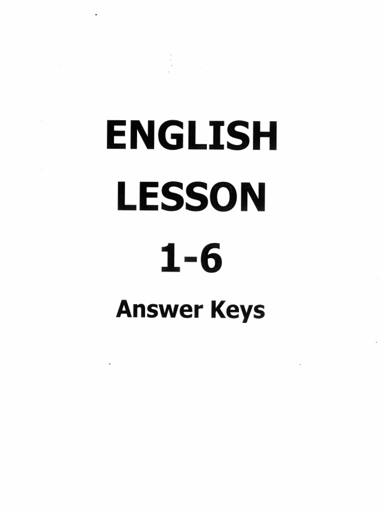 English Lesson 1-6 Answer Keys | PDF