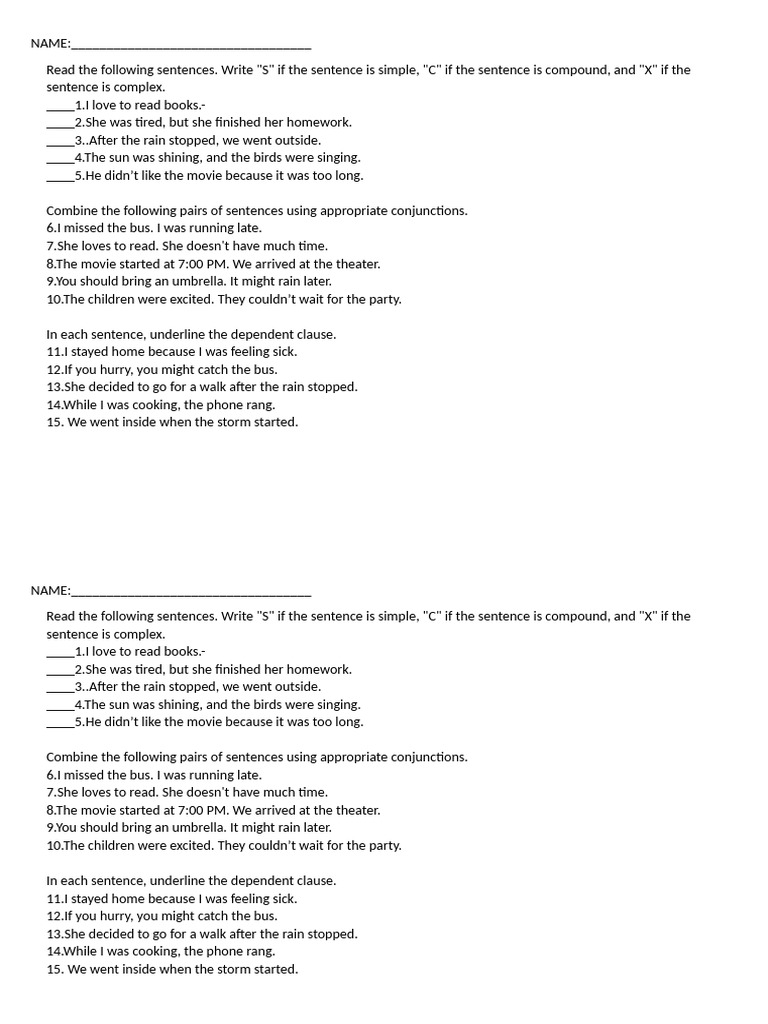 Sentence Structure and Combining Exercises | PDF