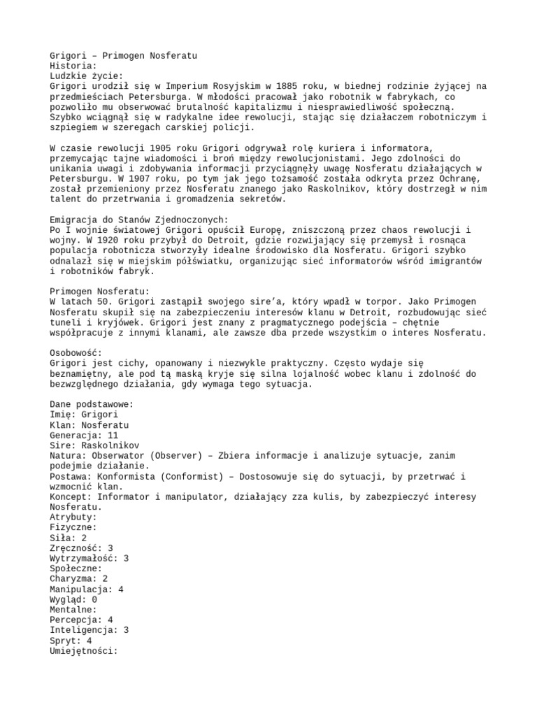 Primogen Nosferatu | PDF