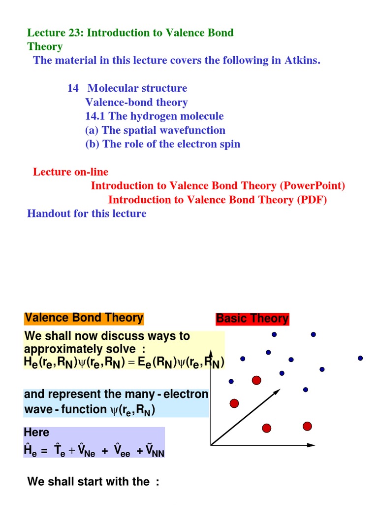 Lecture 23: Introduction To Valence Bond Theory | PDF | Chemical Bond ...