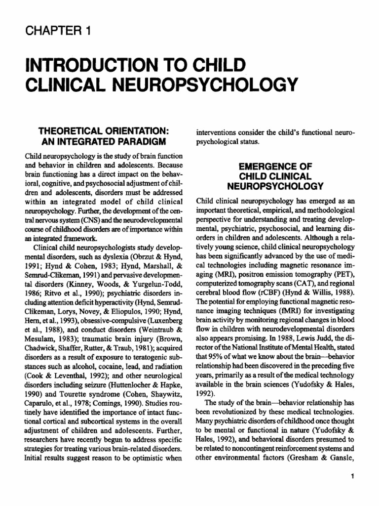 Intro Child Clin NPSychol | PDF | Attention Deficit Hyperactivity ...