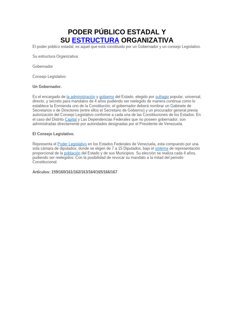 Estructura del Poder Público Estadal | PDF