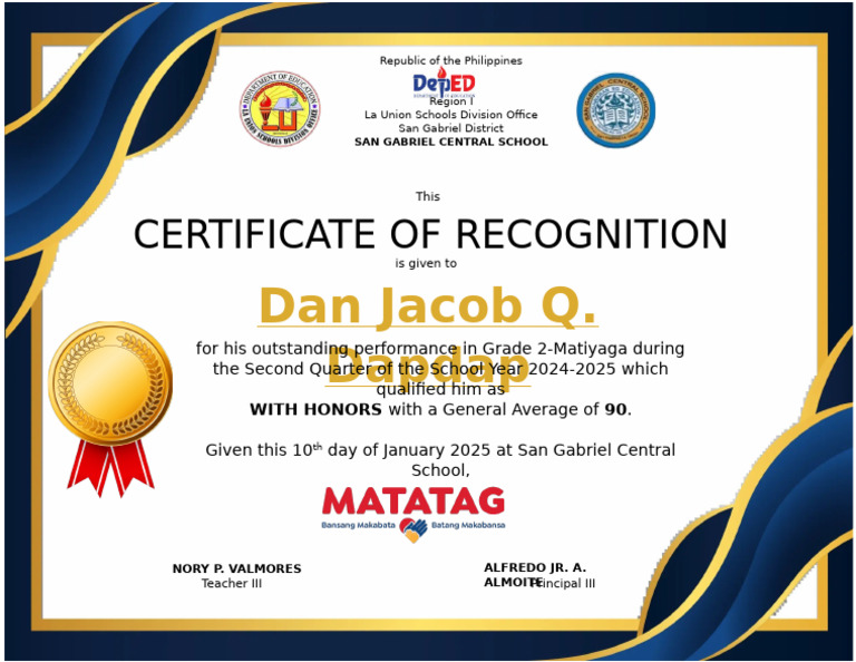Certificate For With Honors | PDF
