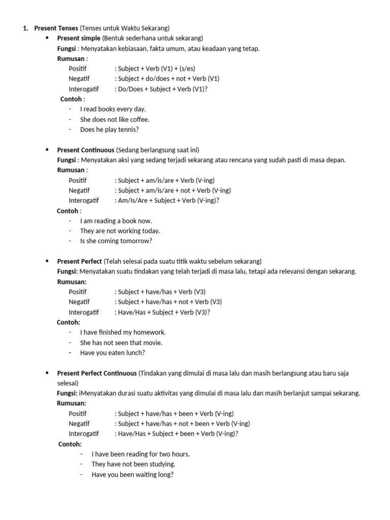 Present Tenses | PDF | Perfect (Grammar) | Grammatical Tense