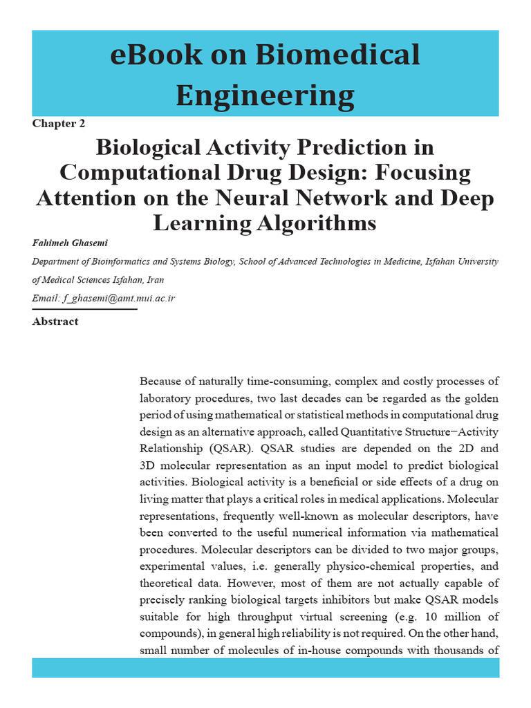 Biological Activity Prediction in Computational Drug Design Focusing Attention On The Neural ...