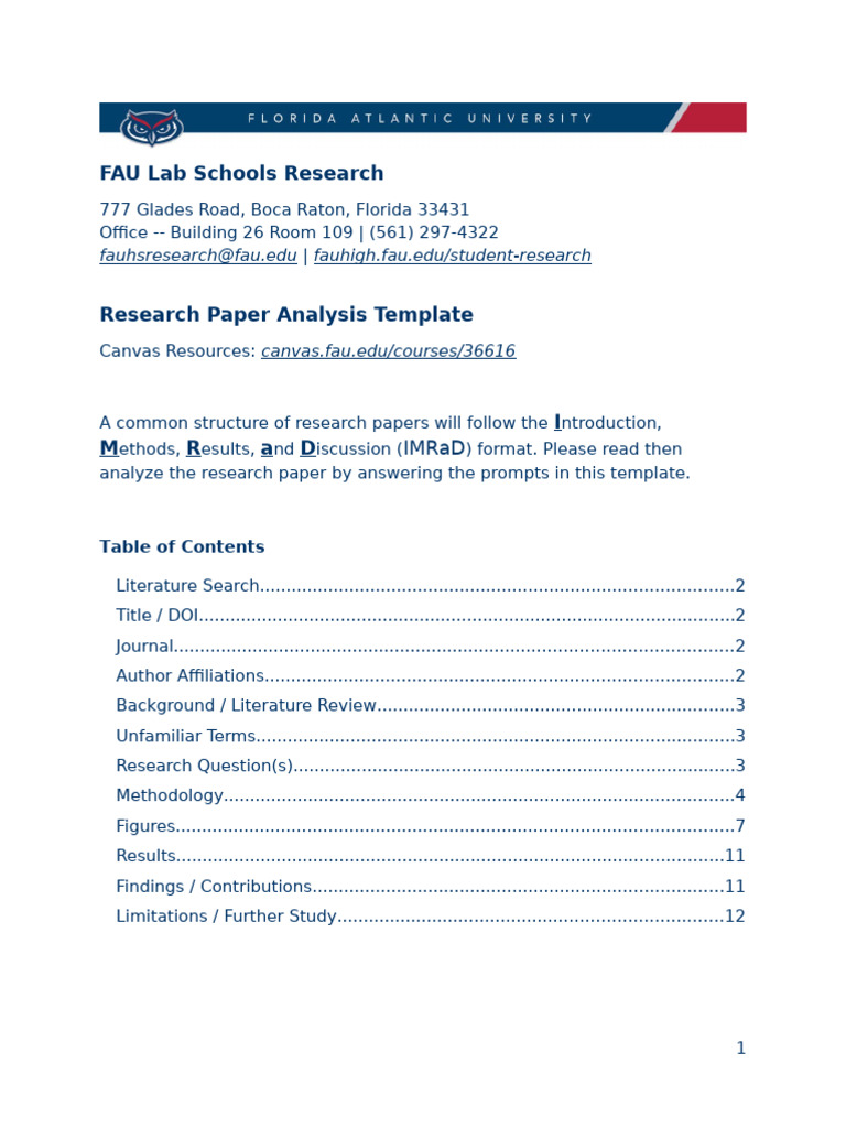 Research Paper Analysis Template group 6 | PDF