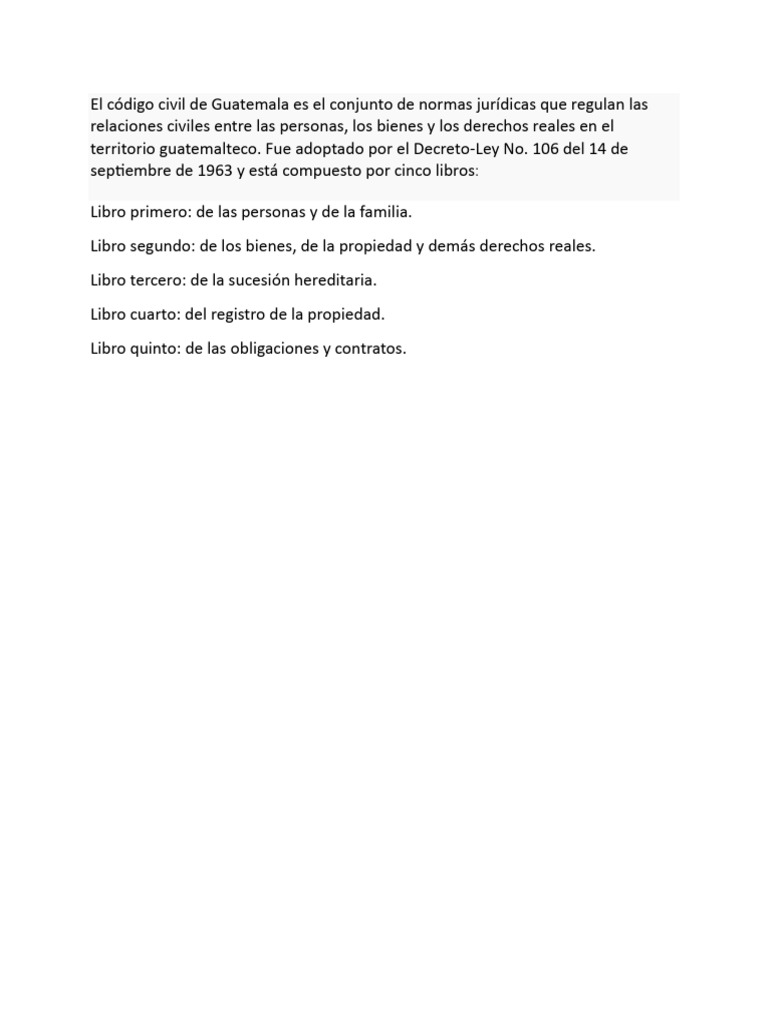 Código Civil de Guatemala: Estructura y Contenido | PDF