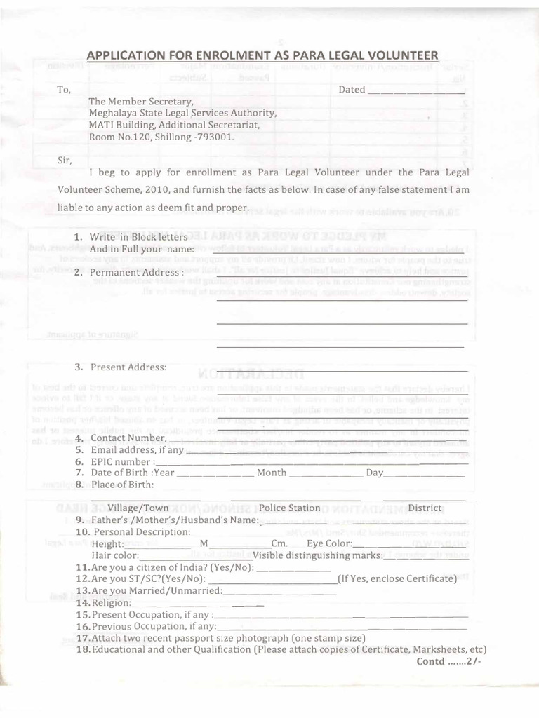 Application Enrolment para Legal Volunteer | PDF | Justice | Crime ...