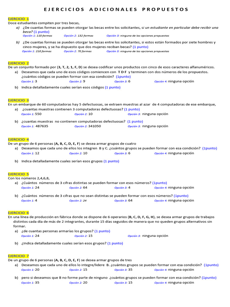 Ejercicios Adicionales | PDF