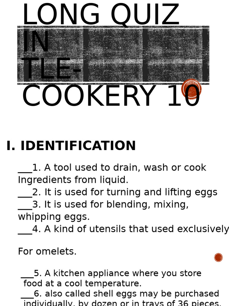 Cookery Quiz: Egg Tools & Techniques | PDF