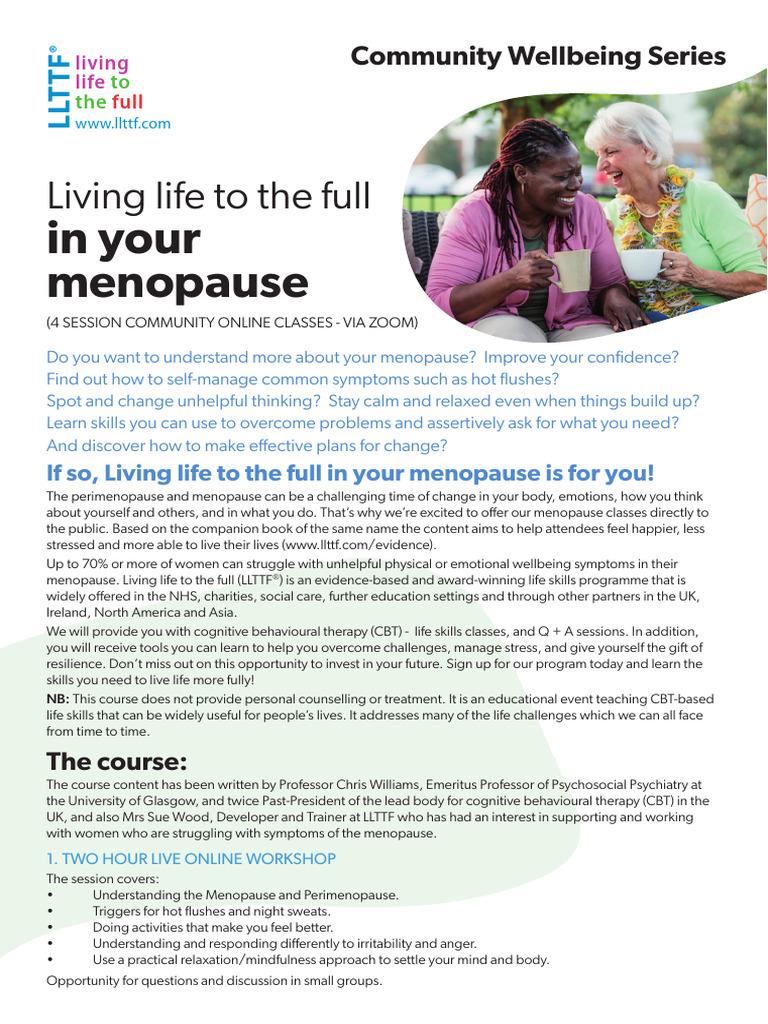 Community Online Classes - Menopause Advert | PDF | Thought | Menopause