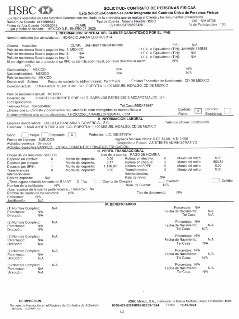 Contrato Hsbc | PDF