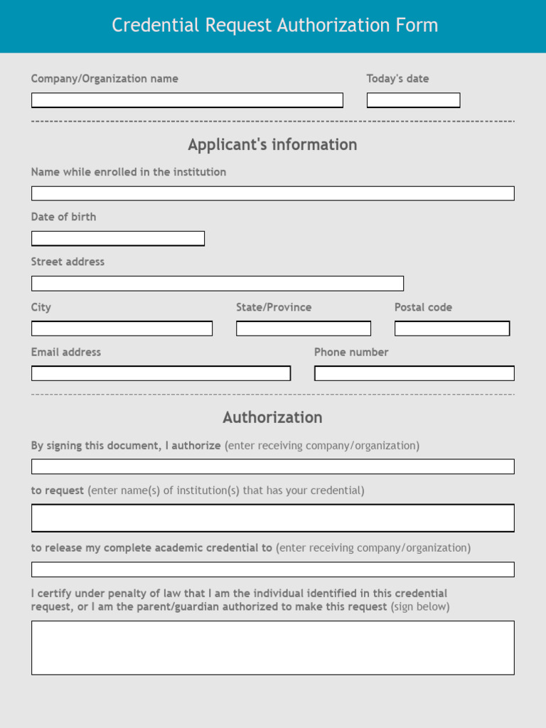 Credential Request Authorization Form | PDF