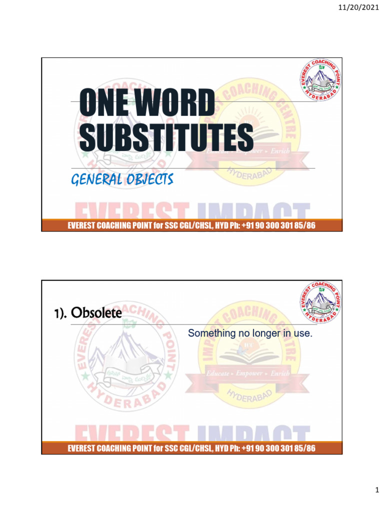 0261f9ae284c8-ONE WORD SUBSTITUTES (GENERAL OBJECTS) | PDF