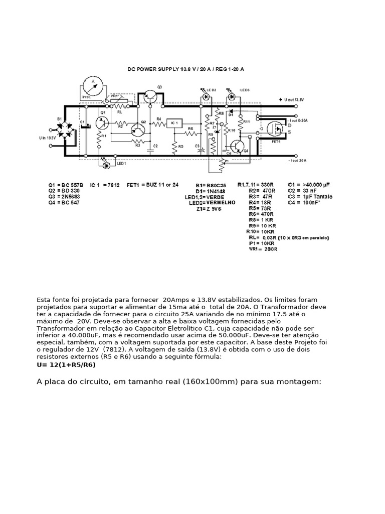 Esquema Compreto Fonte 12V 20amp. | PDF