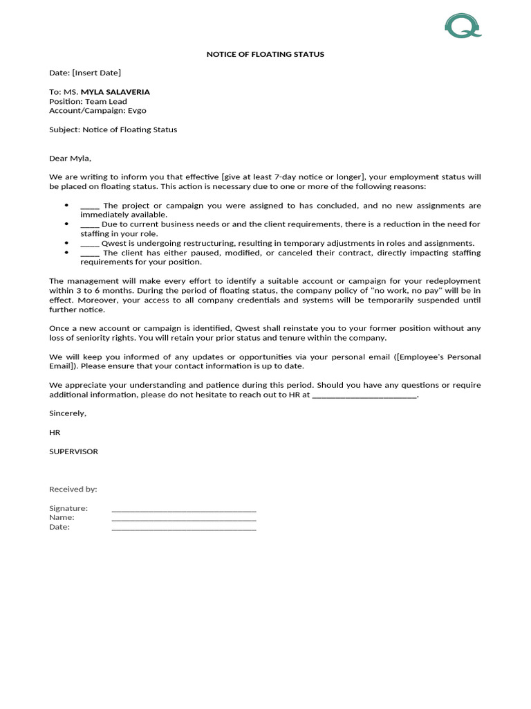 Qwest - Floating Status Template | PDF