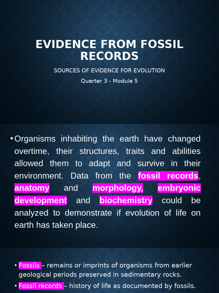 Evidence From Fossil Records q3 m5-1 | PDF | Homology (Biology) | Fossil