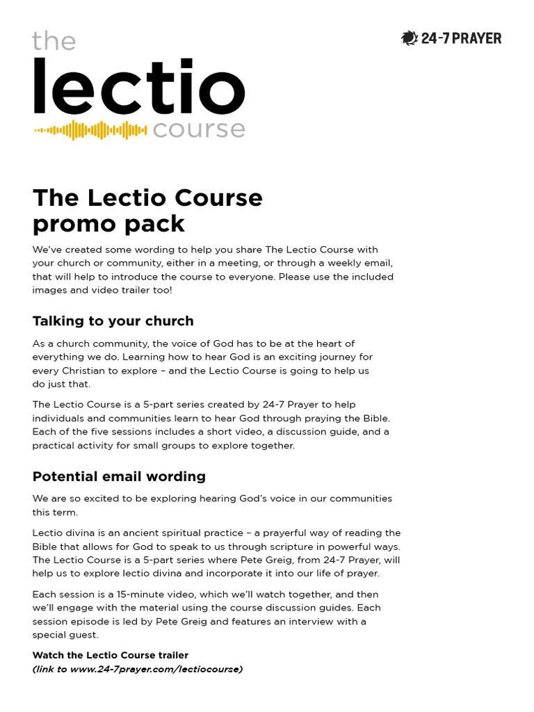 The Lectio Course Promo Pack | PDF