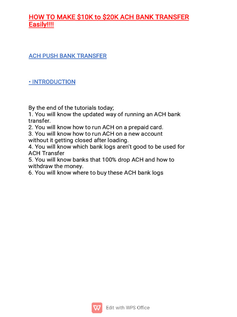 2024 Ach Bank Transfer Tutorial | PDF | Wire Transfer | Computer Security