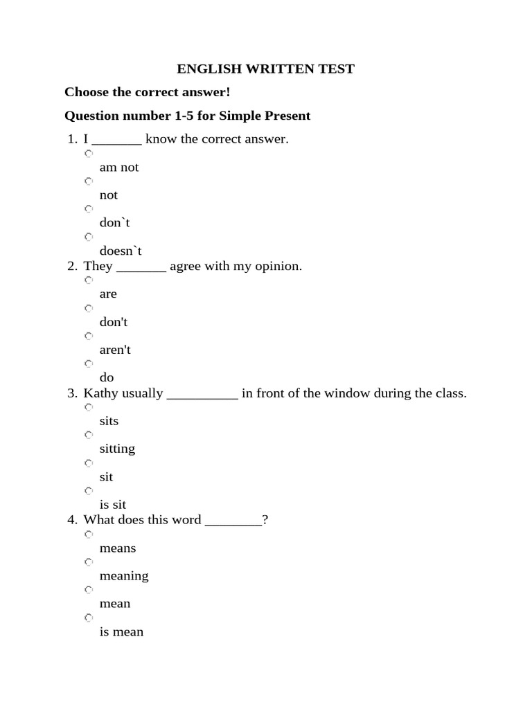 English Written Test For Nawal N Kanaya | PDF