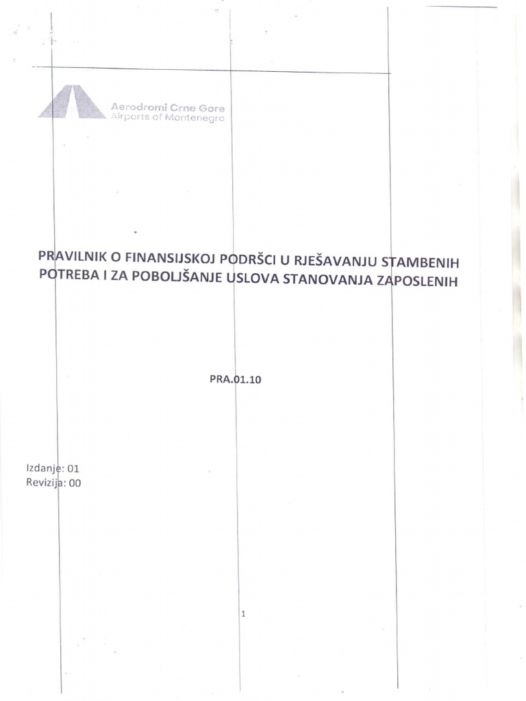 Pravilnik o finasijskoj podršci u rješavanju stambenih potreba zaposlenih-1 | PDF