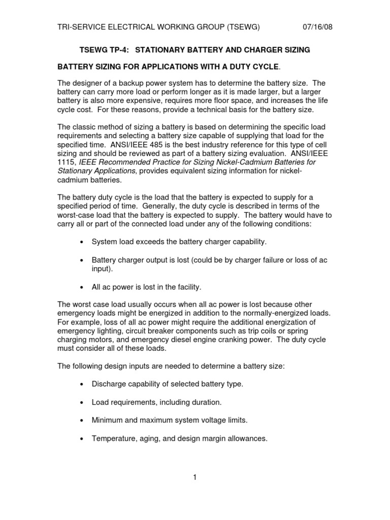 Battery Charger Sizing Download Free Pdf Battery Electricity