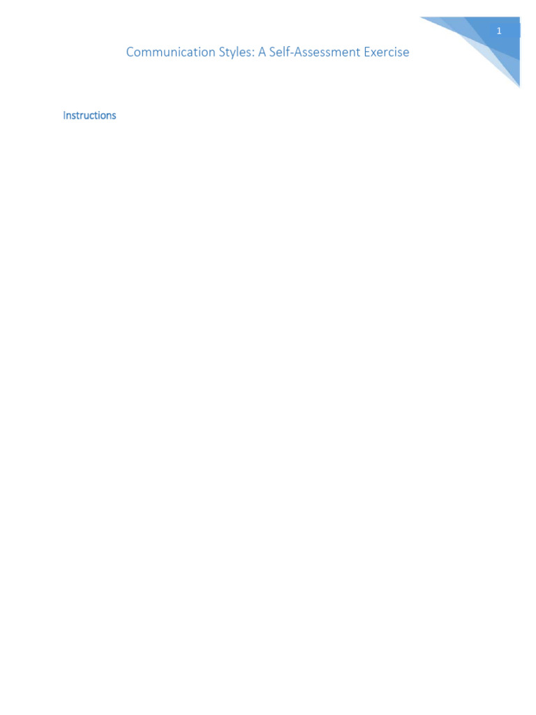 Communication Styles Self-Assessment | PDF | Mind | Communication
