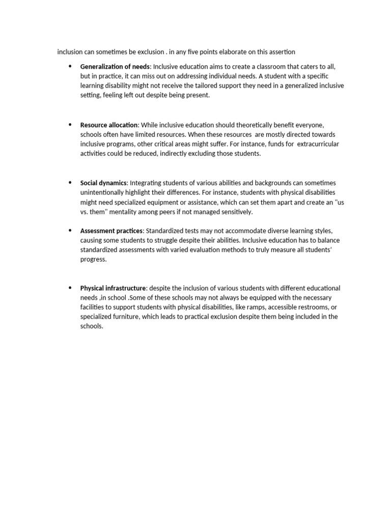 Inclusion vs. Exclusion in Education | PDF