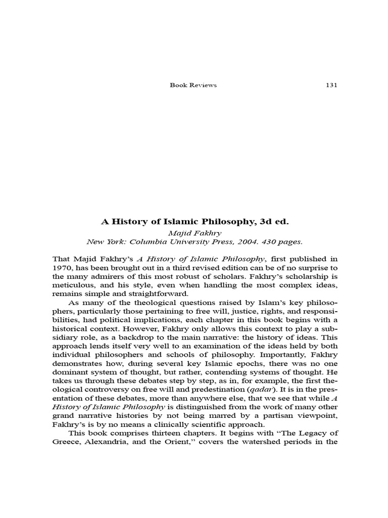 A History of Islamic Philosophy 3d Ed by | PDF | Islamic Philosophy