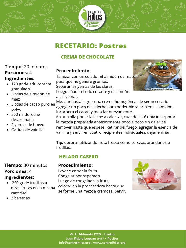 Recetas de Postres Rápidos y Saludables | PDF | Postres | Helado