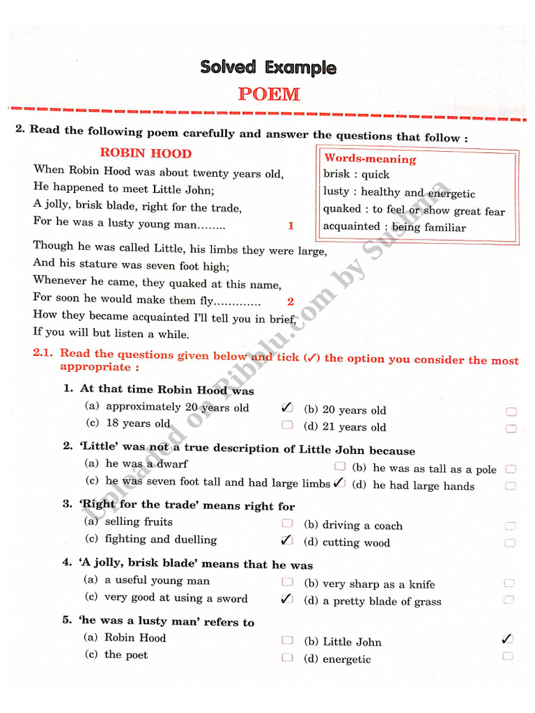 Reading Comprehension Solved Unseen Passage For Class 8 | PDF