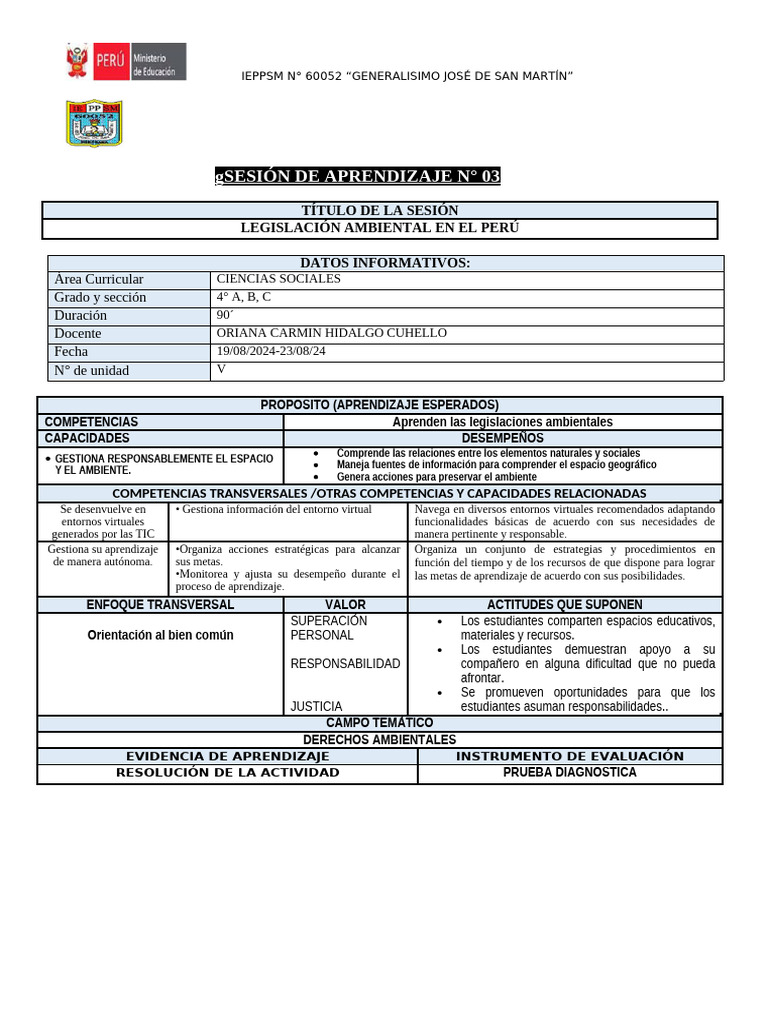 Sesion de Aprendizaje N03 4abc | PDF | Aprendizaje | Modificación de comportamiento