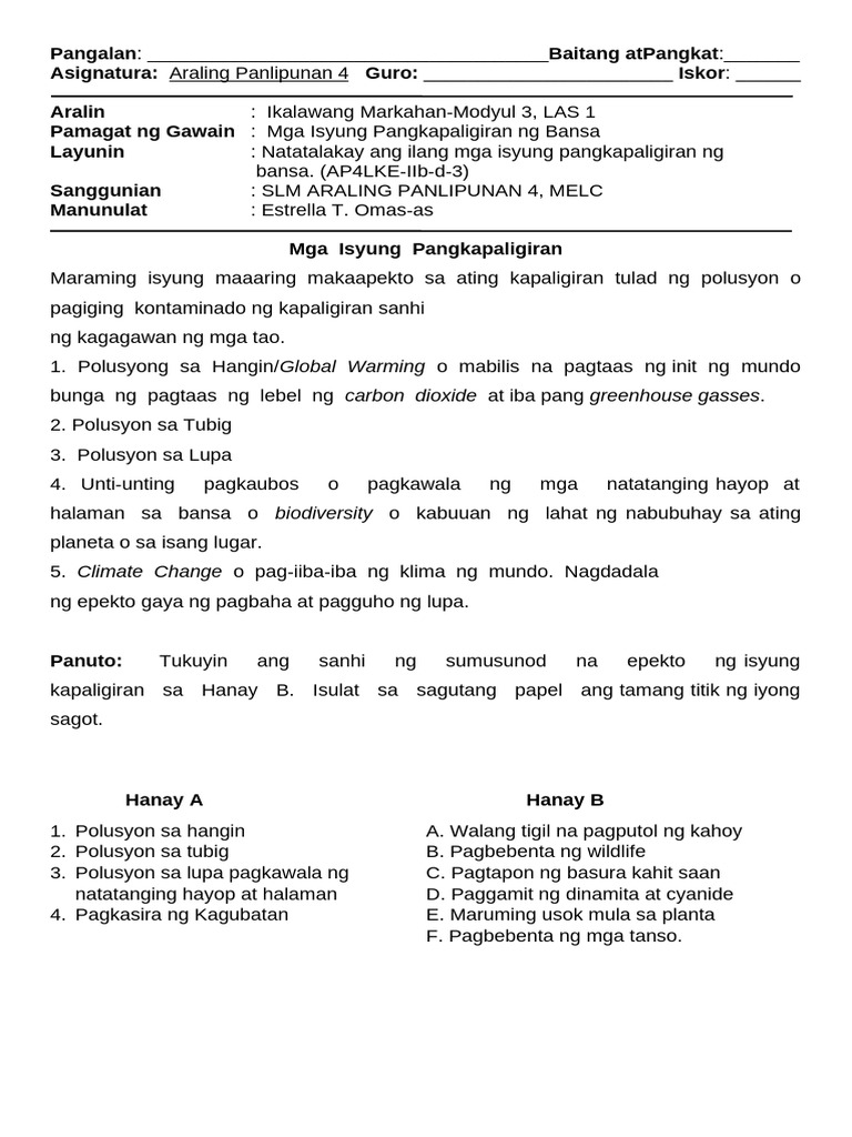 Arpan 4 Week 3 Las 1 Estrella Omas As | PDF