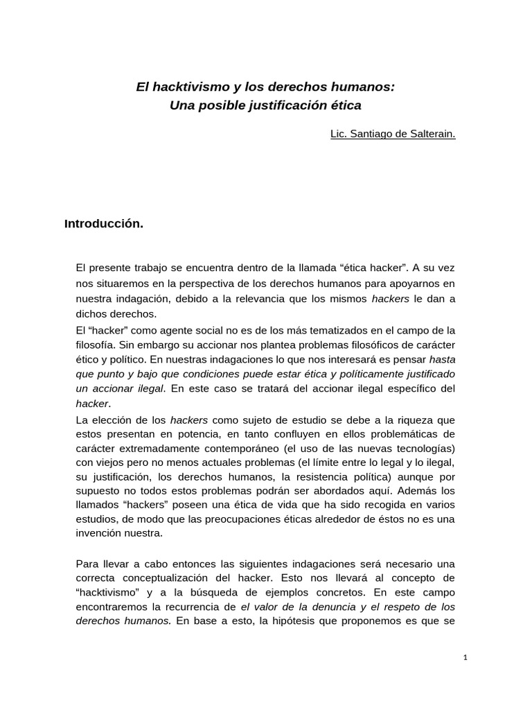 El Hacker Como Maquina de Guerra La Vertiente Hacktivista Santiago de ...