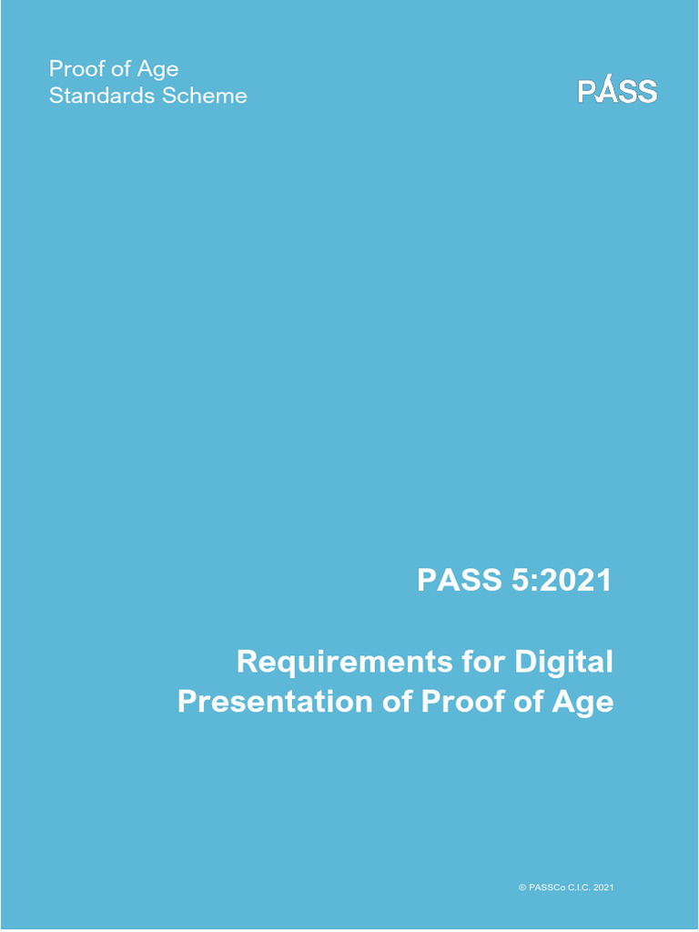 PASS 5 2021 Requirements for Digital Presentation of Proof of Age | PDF ...
