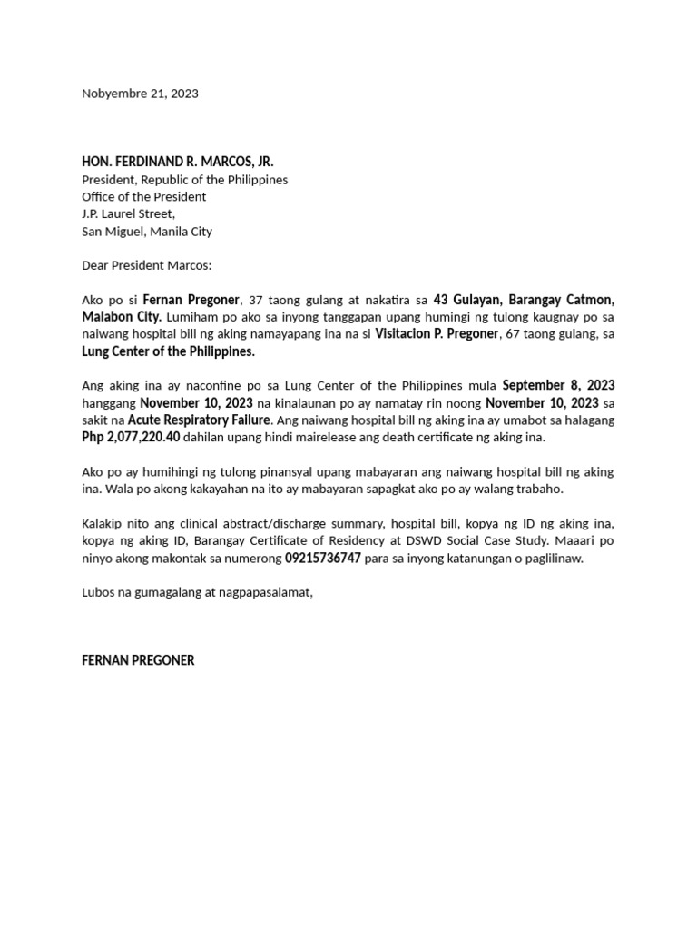 Letter To The President | PDF